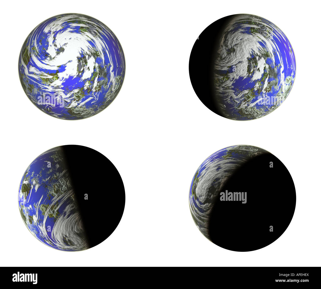 Earth, four views Stock Photo - Alamy