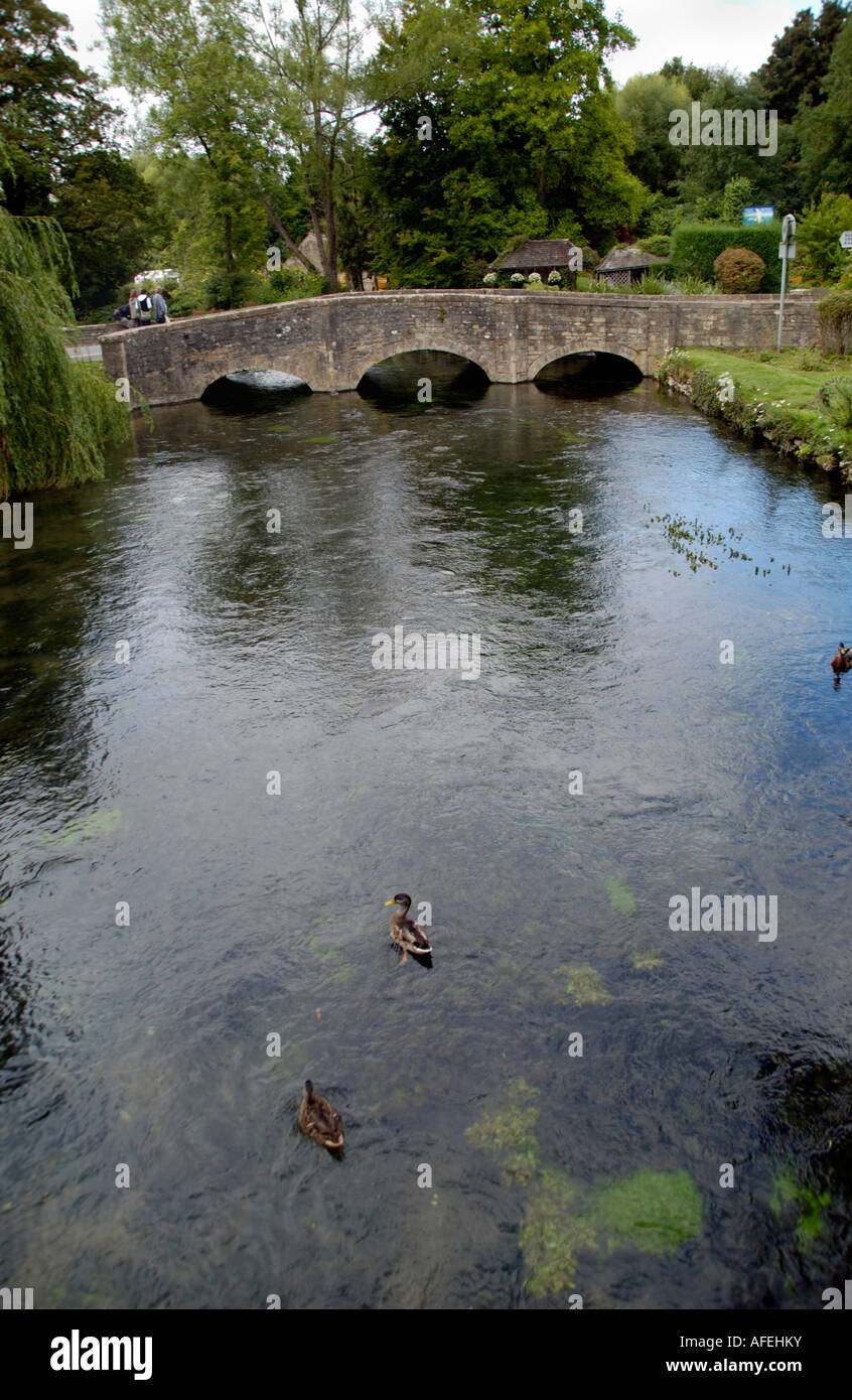 Bridge over River Coln Bibury Gloucestershire England UK Stock Photo ...