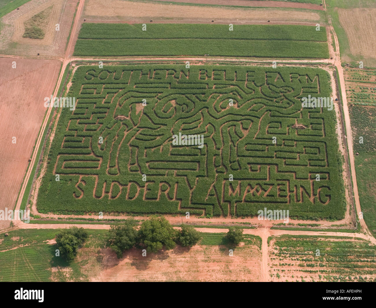 Aerial Photograph of a Corn Field Maze in Central Georgia, USA Stock ...
