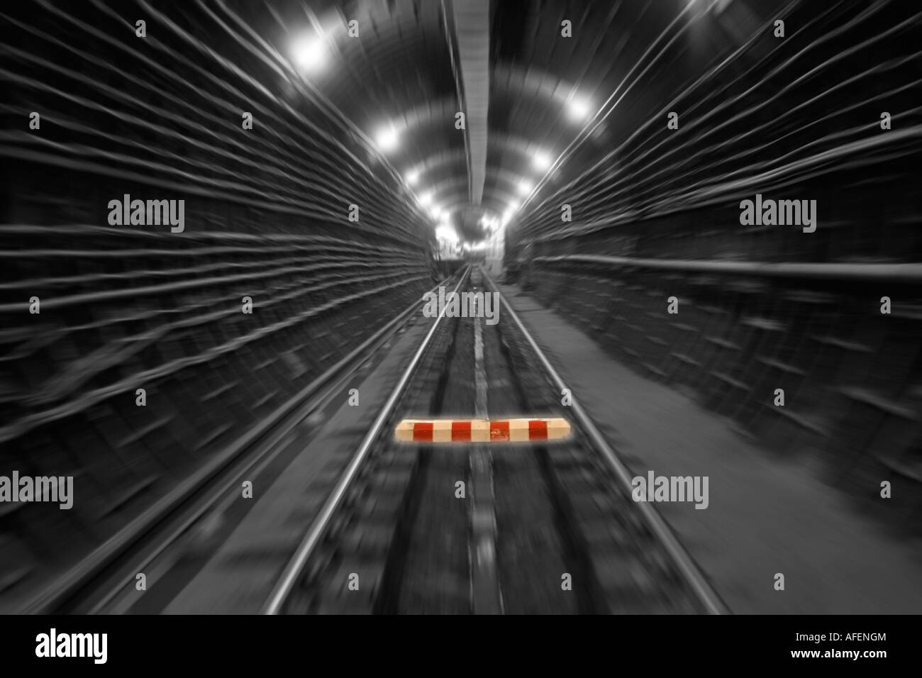 Stop sign in the tunnel Stock Photo - Alamy