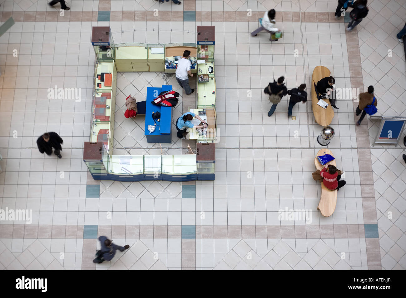 pedestrians in a shopping mall before opening Stock Photo - Alamy