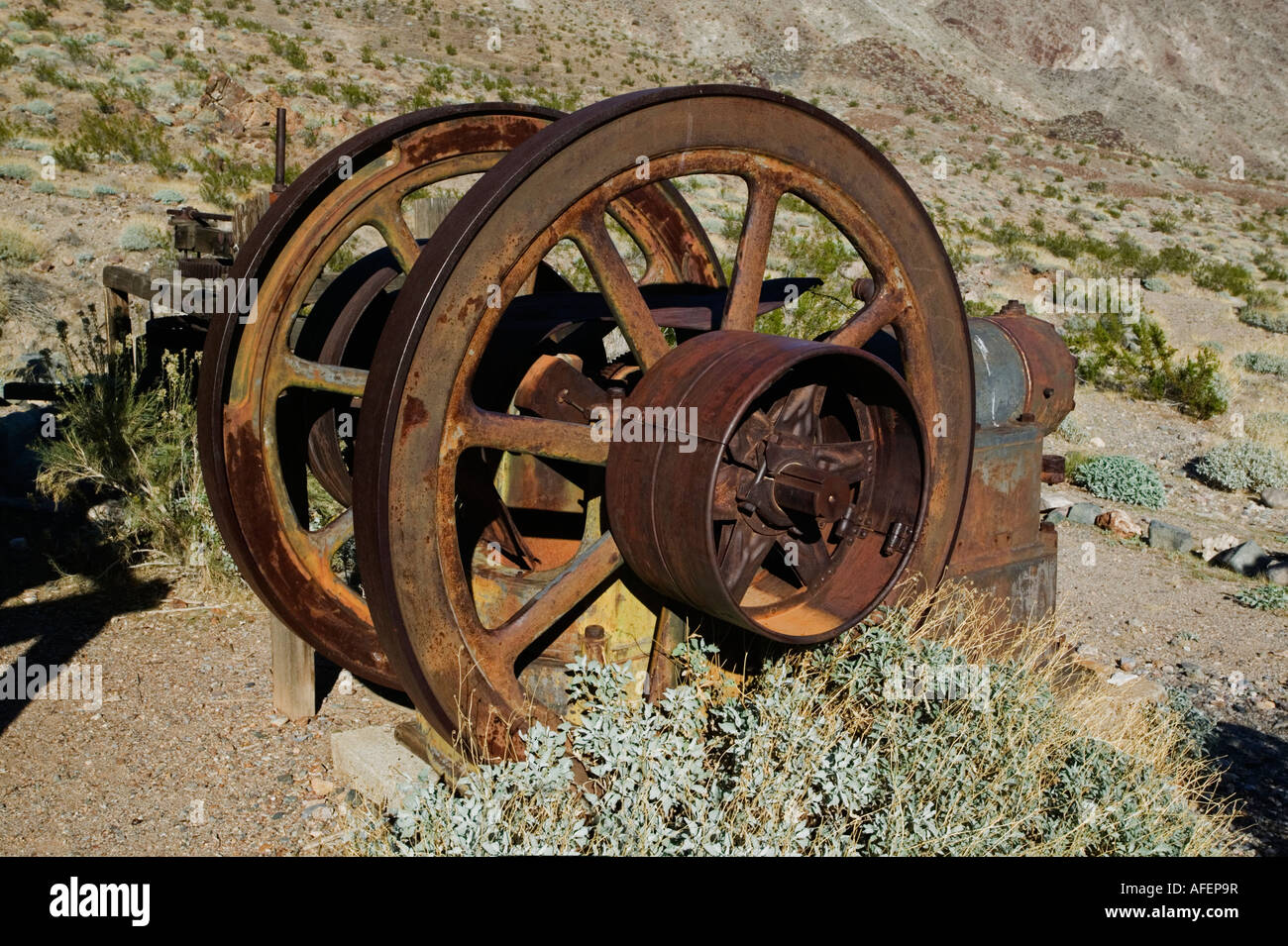 Death Valley historic mining equipment Stock Photo - Alamy