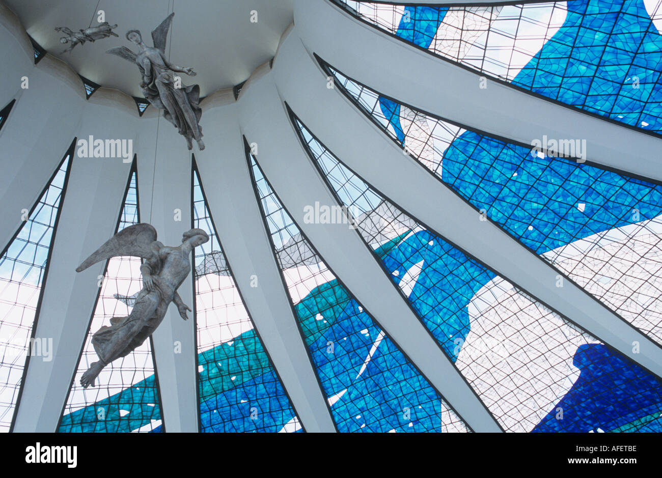 Stained Glass Interior of Cathedral Metropolitana Brasilia Brazil Stock ...