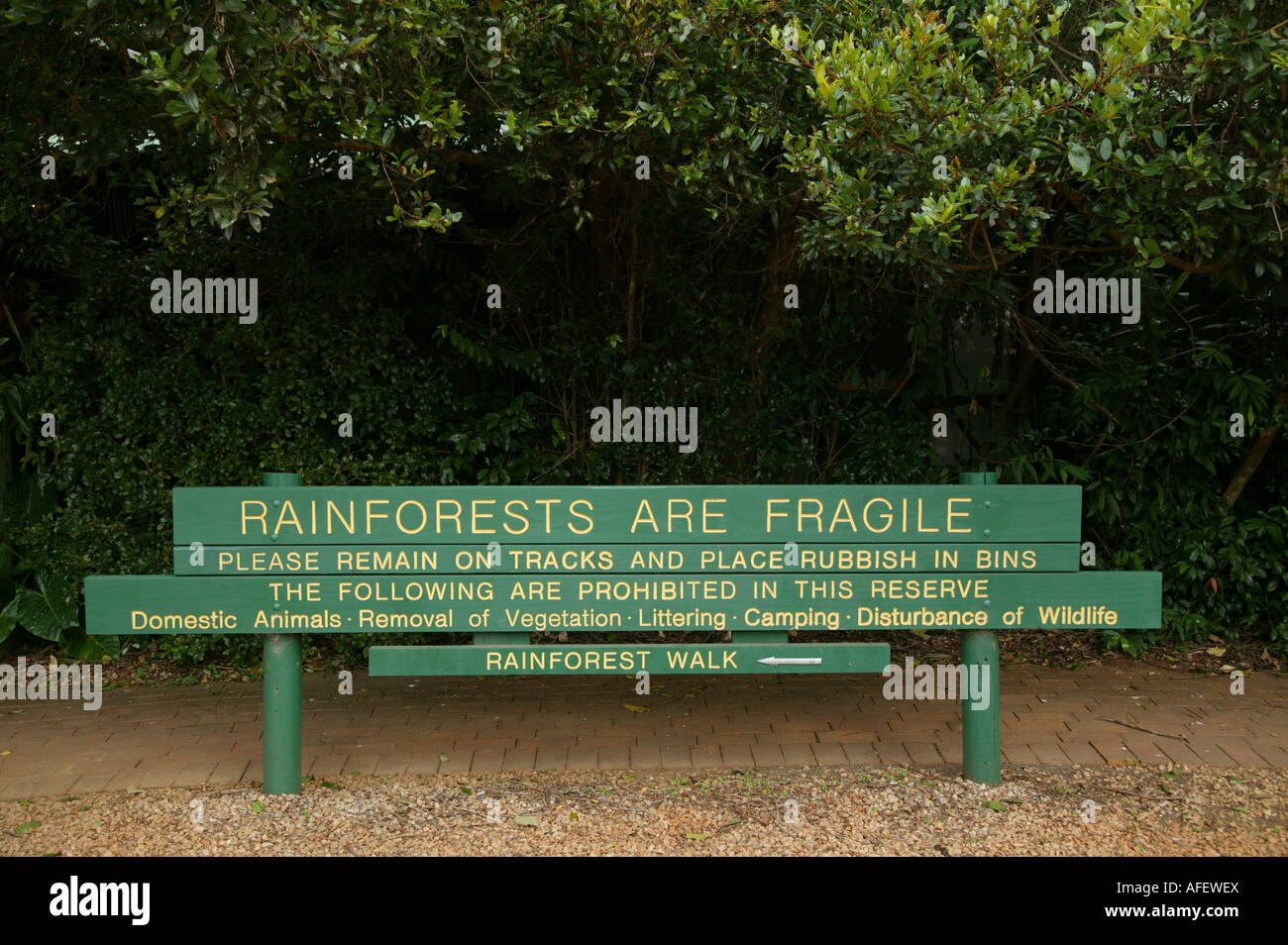 A sign at a rainforest area in Southern Queensland Australia Stock ...