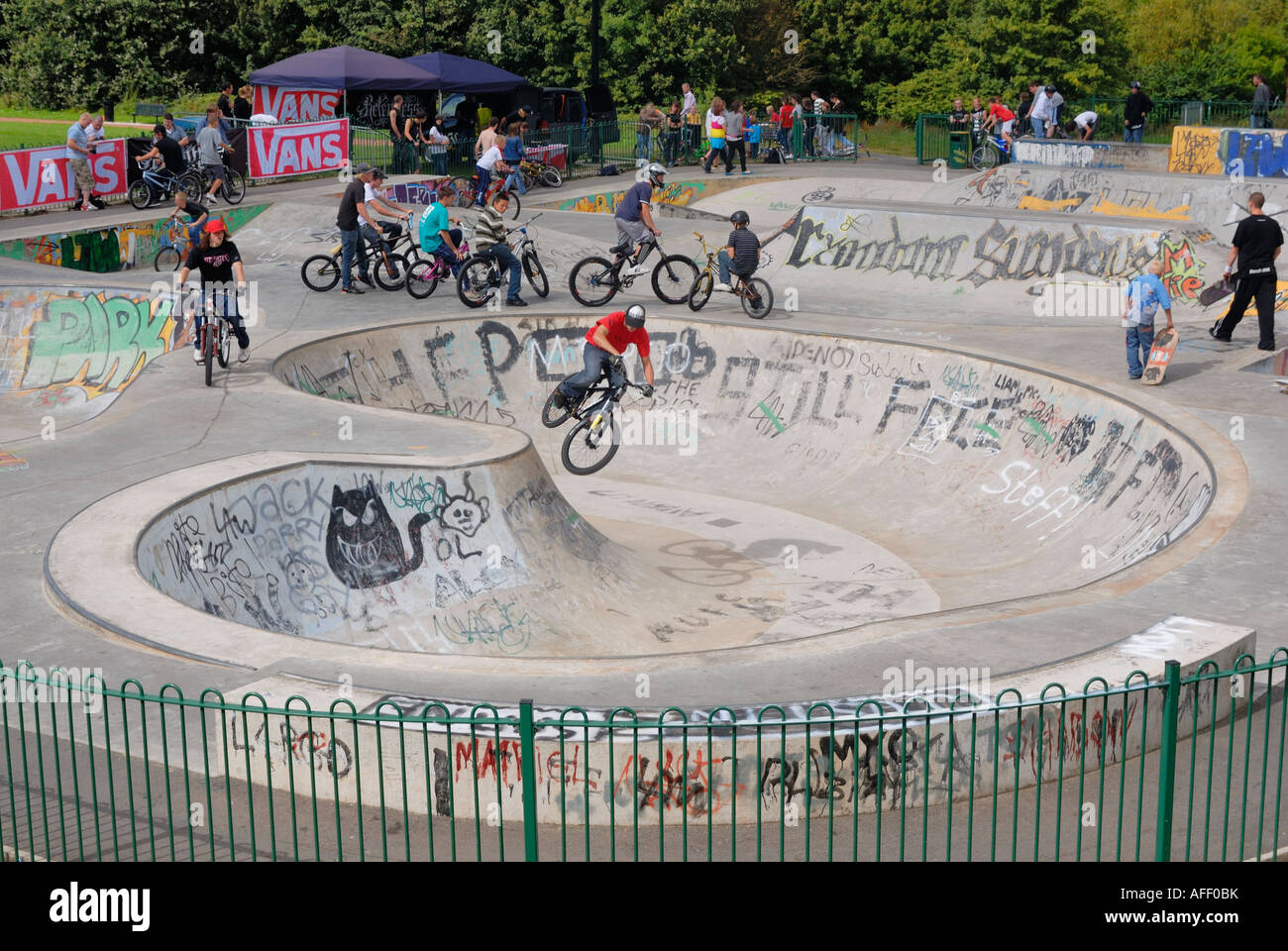 BMX skateboard and skating area in Phoenix Park in Runcorn Cheshire UK ...