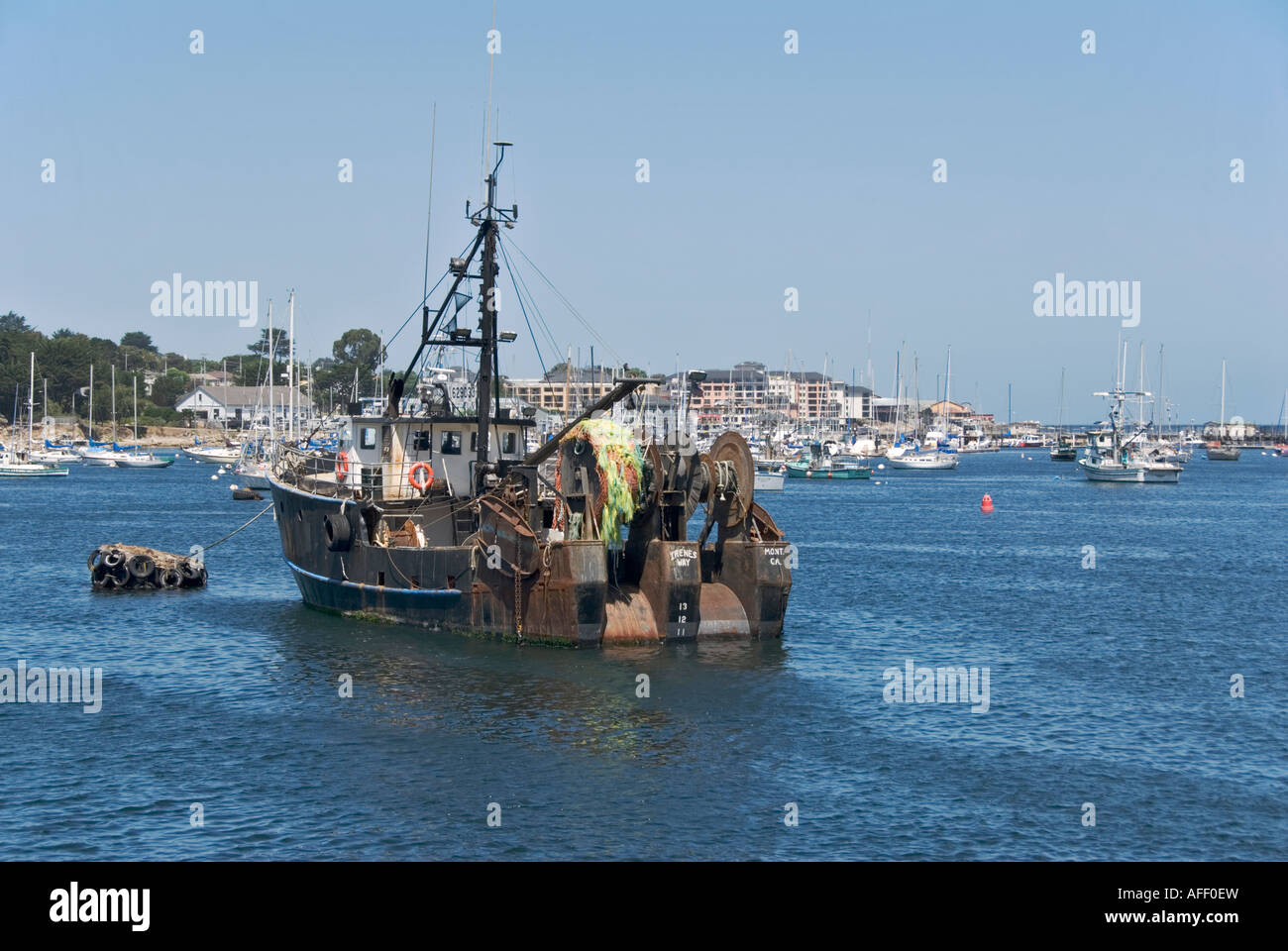 California Monterey harbor commercial fishing boat Stock Photo - Alamy