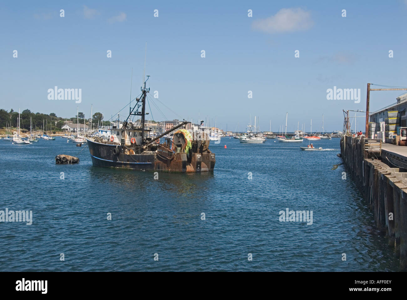 California Monterey harbor commercial fishing boat Stock Photo - Alamy