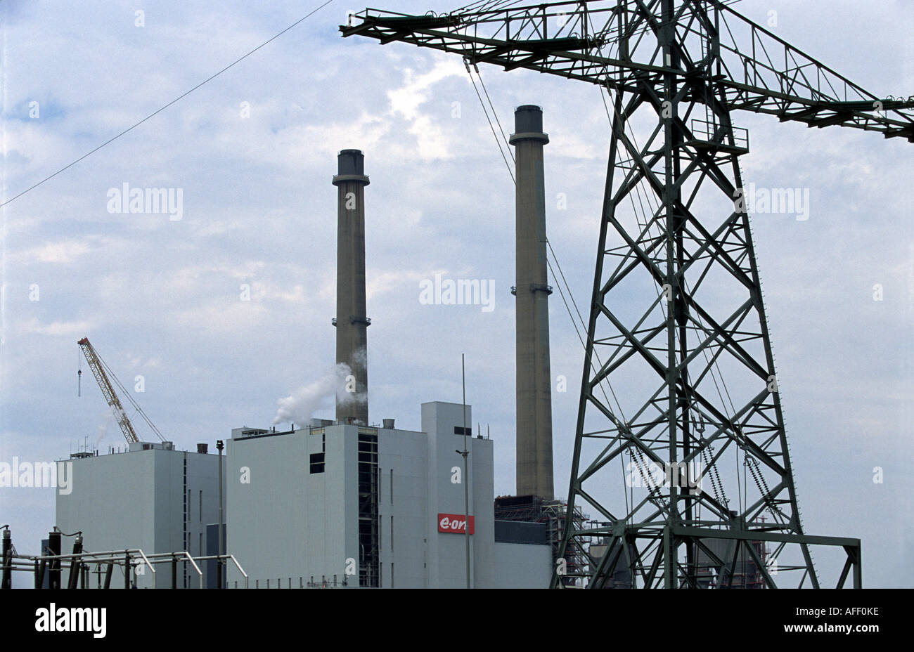Coal-fired power station owned by German utility E.ON at Maasvlakte ...