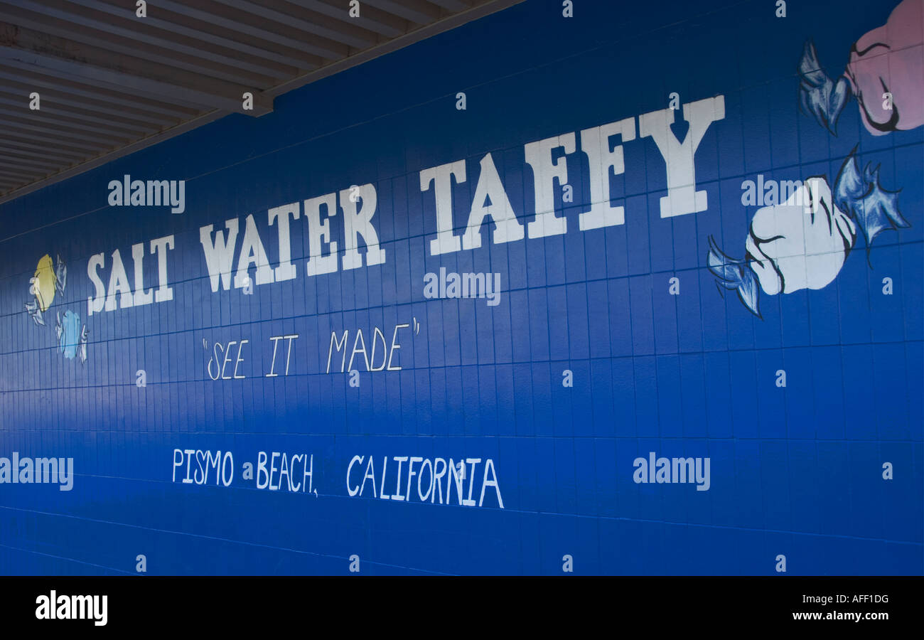California Central Coast Pismo Beach salt water taffy sign Stock Photo ...