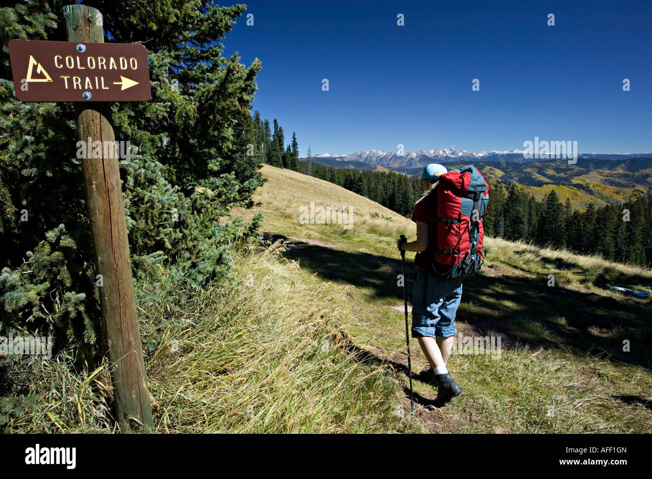 Female Hiker on Colorado trail Stock Photo - Alamy