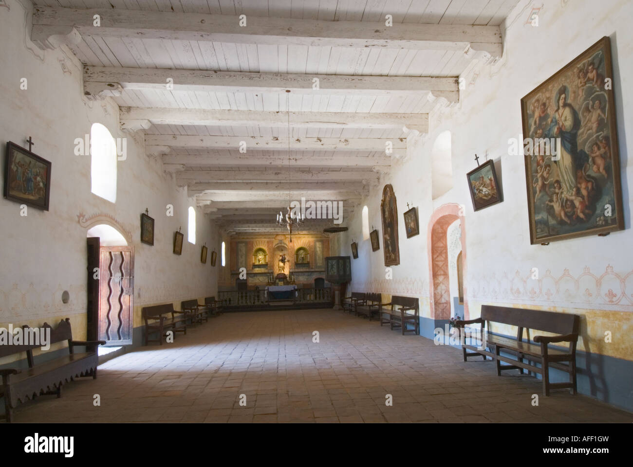 California Central Coast Lompoc La Purisima Mission church interior ...