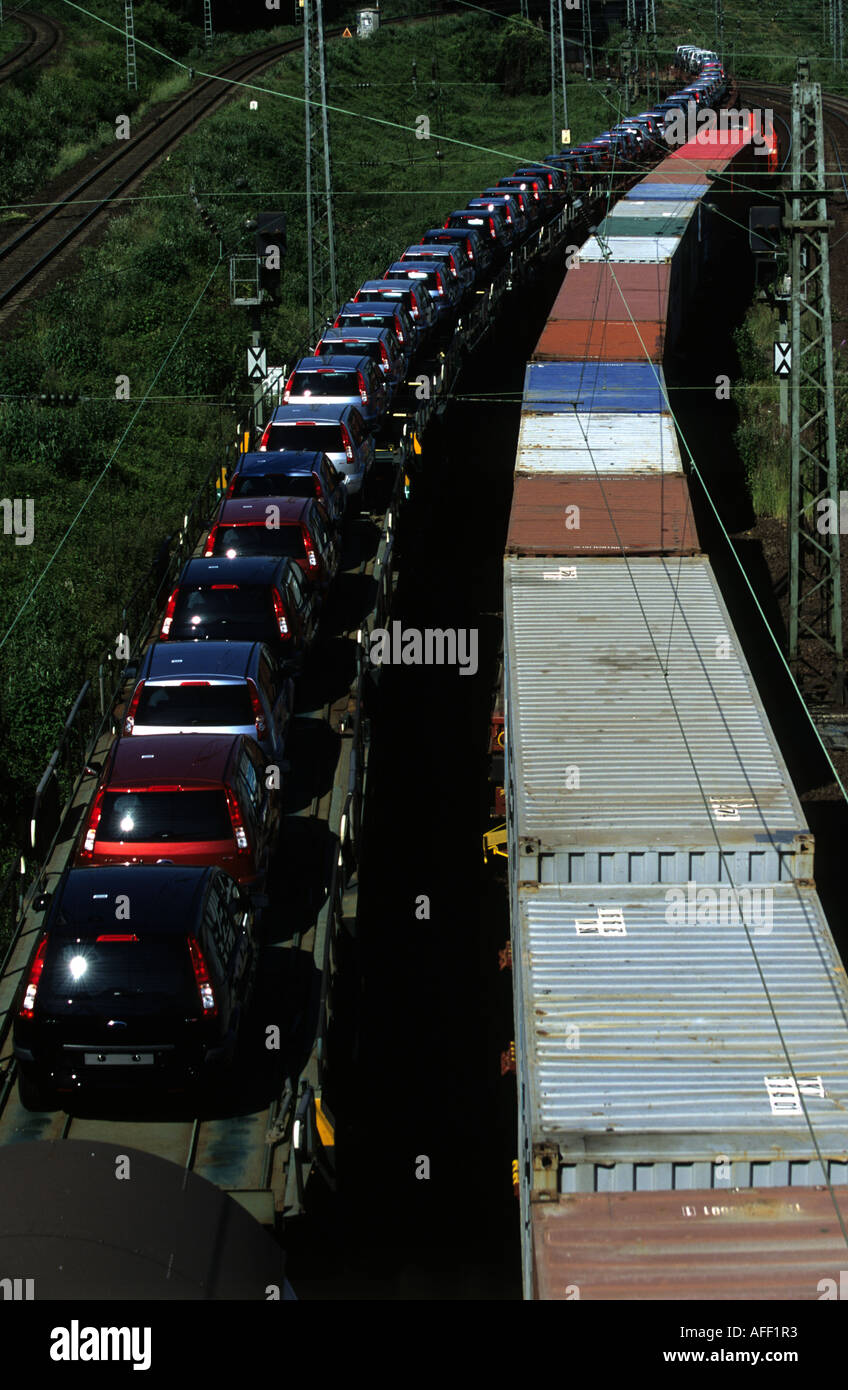Freight trains, operating on the Trans European Network outside Cologne ...