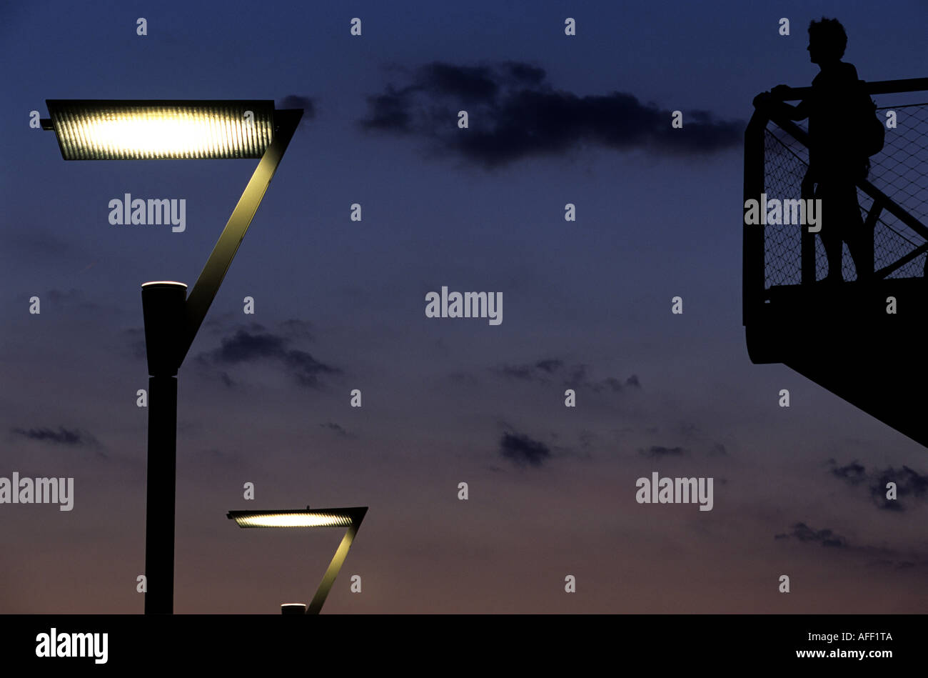 Solar powered street lighting, Leverkusen, North Rhine-Westphalia ...