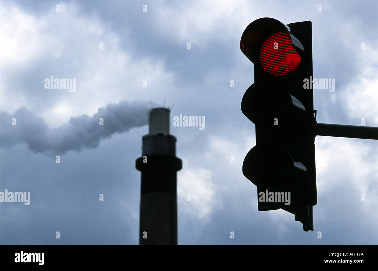 Traffic lights outside a chemical plant, Leverkusen, North West ...