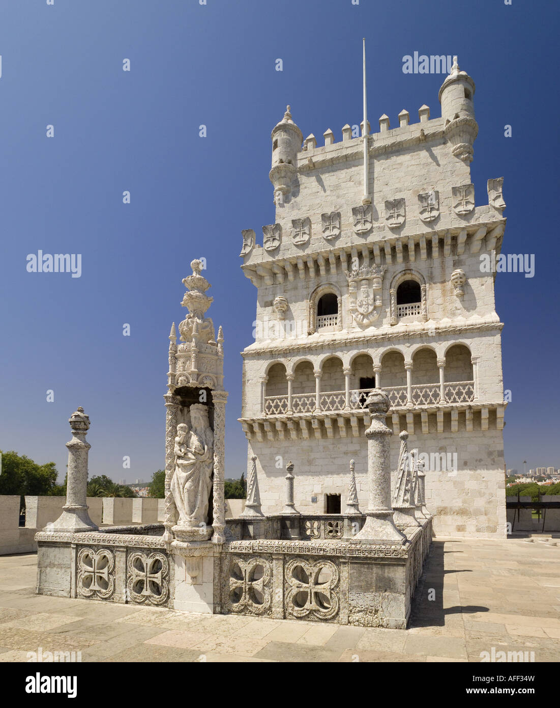 Portugal, the Costa de Lisboa, Belem Tower & The Statue Of The Madonna ...