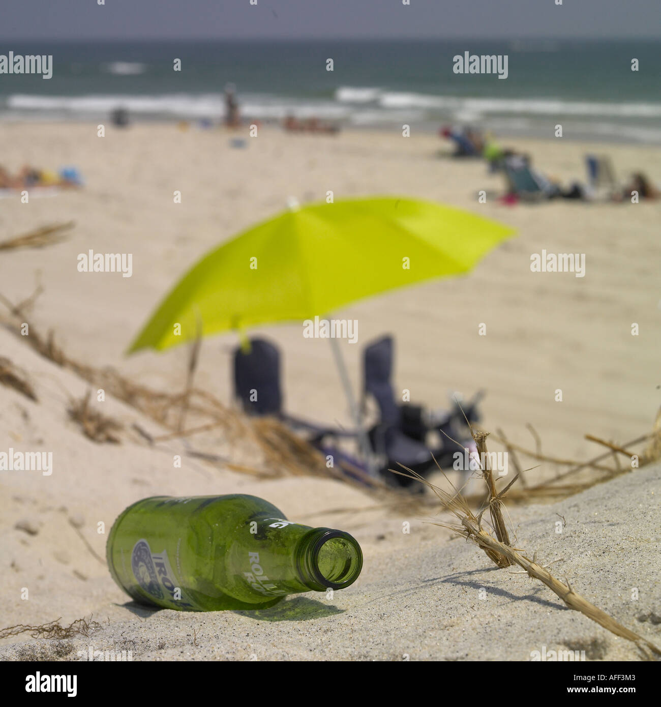 close-up of a beer bottle at the beach Stock Photo - Alamy