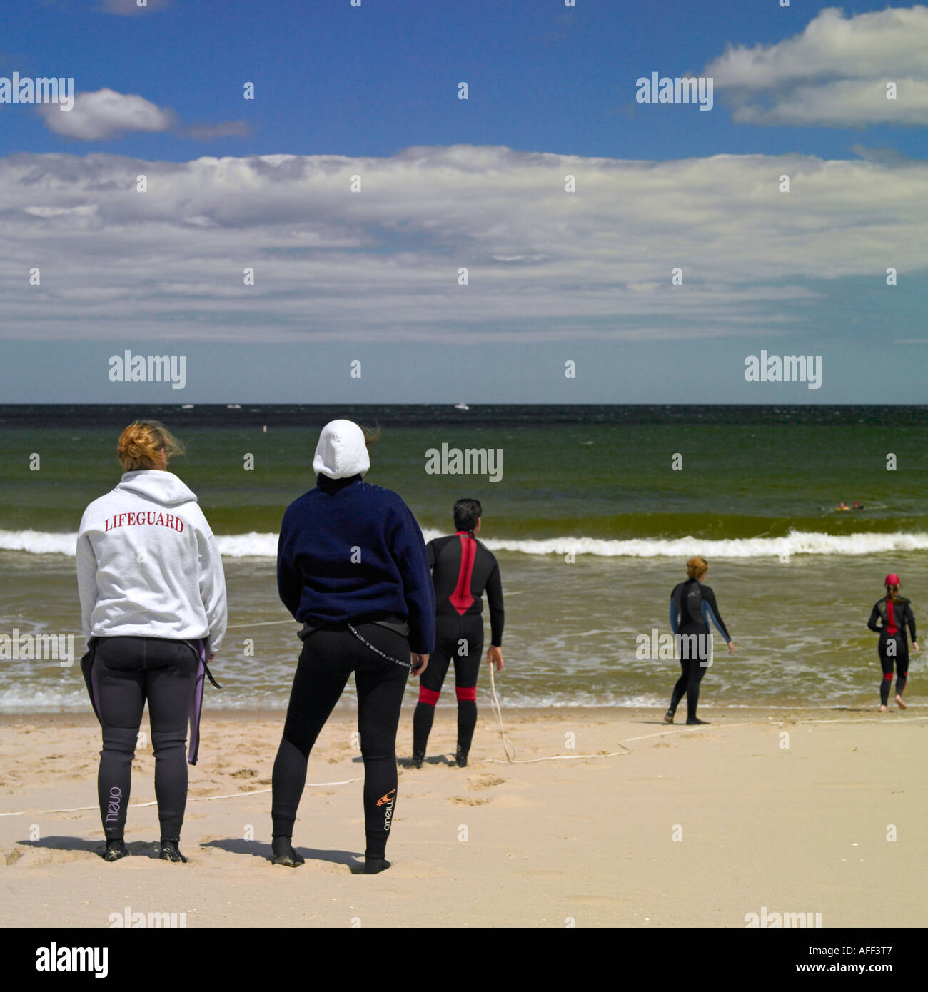 Lifeguards come to the rescue on ocean beach (lifeguards at the beach ...