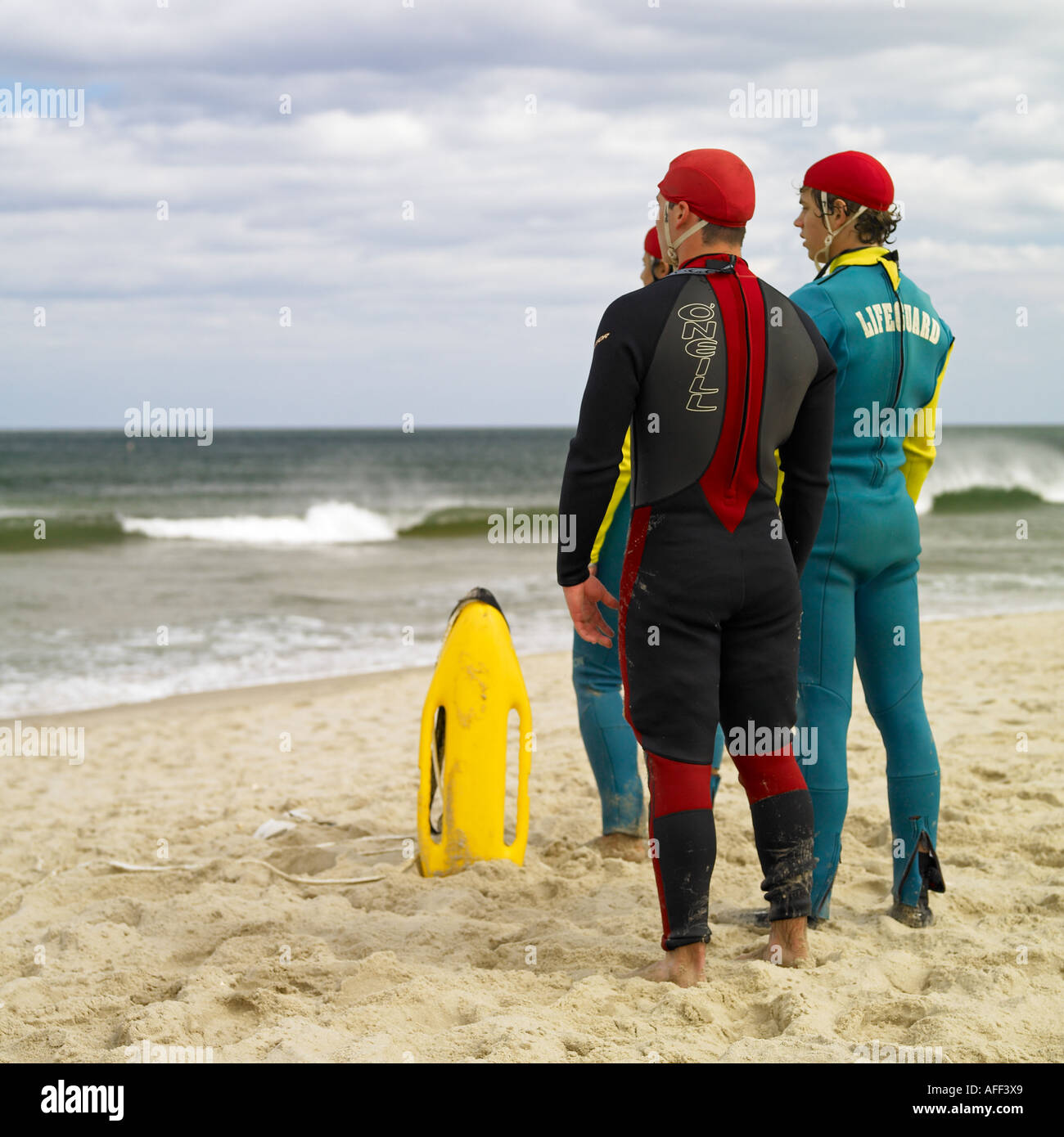 lifeguards at the beach facing the ocean Stock Photo - Alamy