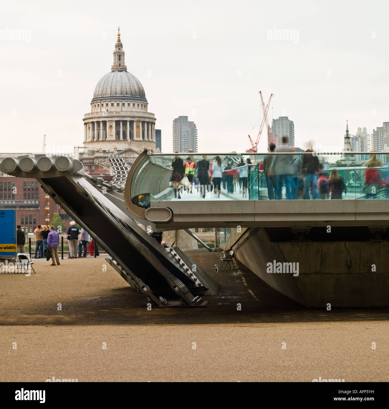 St Paul millennium bridge bankside rampart monochrome London No model ...