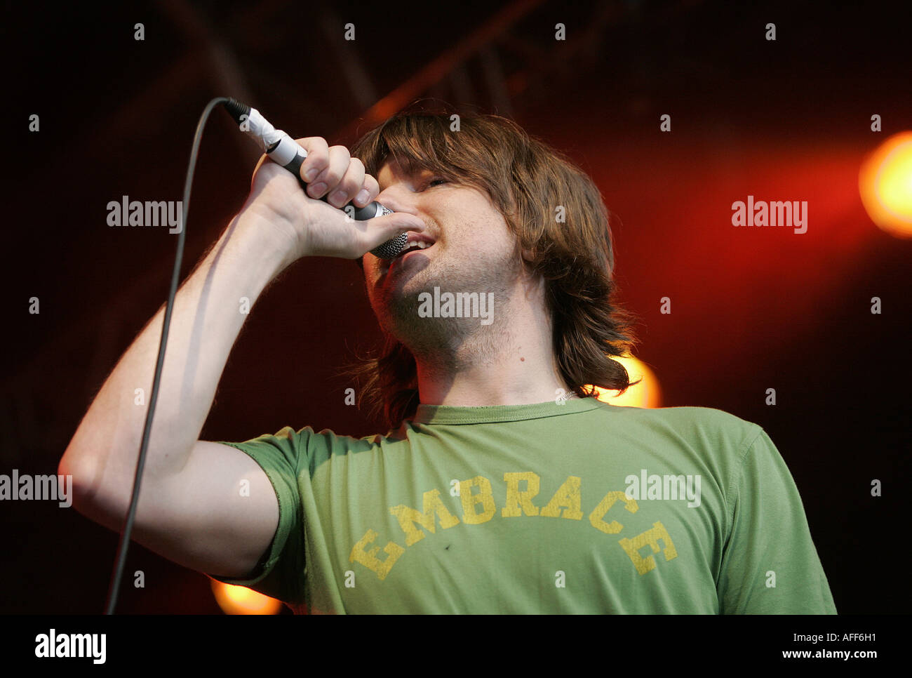 The rock band Embrace perform. Pictured: lead singer Danny Mcnamara ...