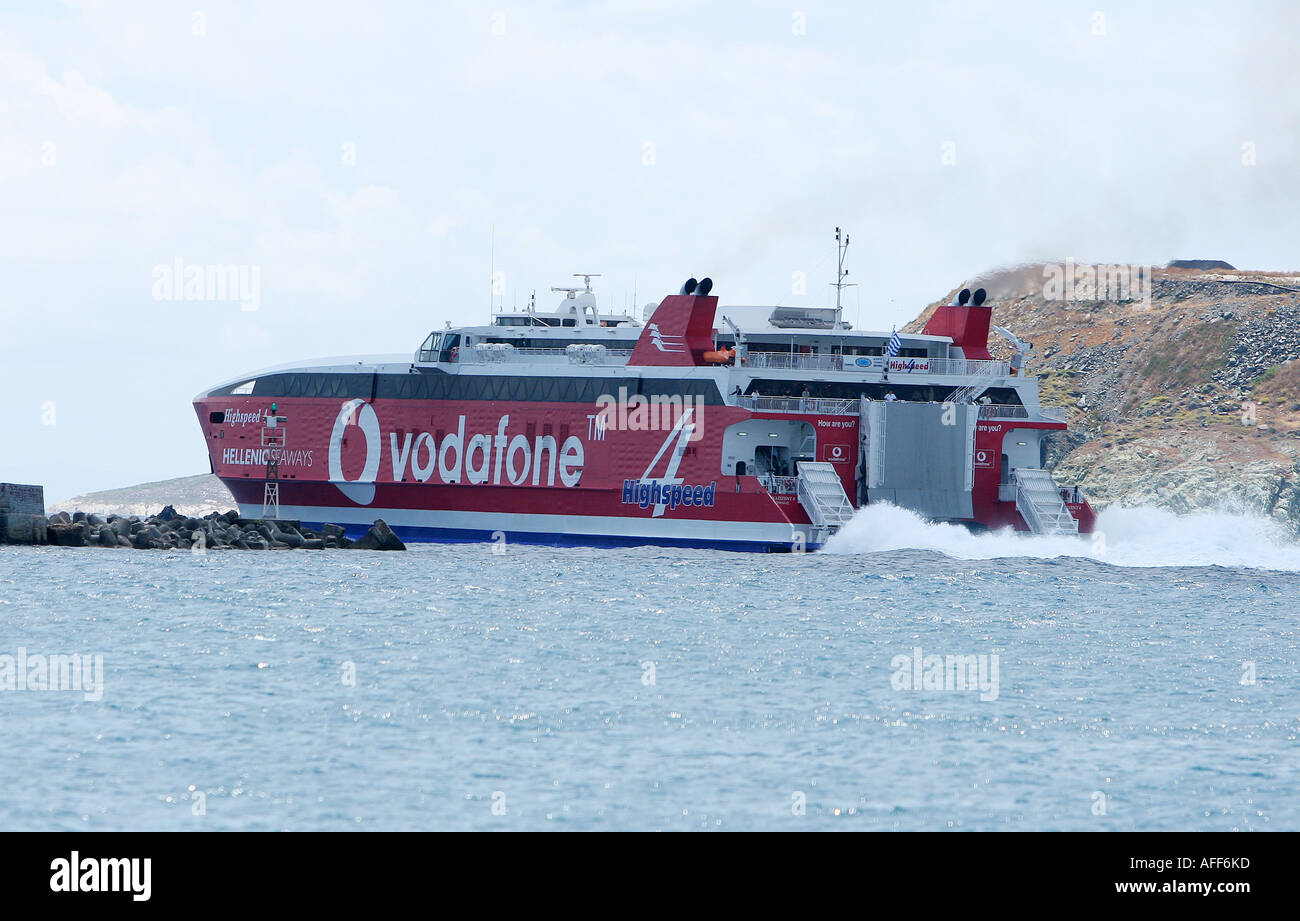 A vodafone hi speed ferry serving the greek islands Stock Photo - Alamy