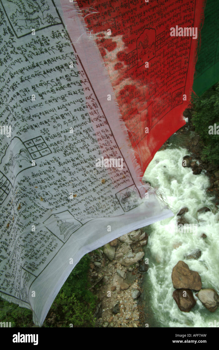 Red and white prayer flags in Sikkim, India Stock Photo - Alamy