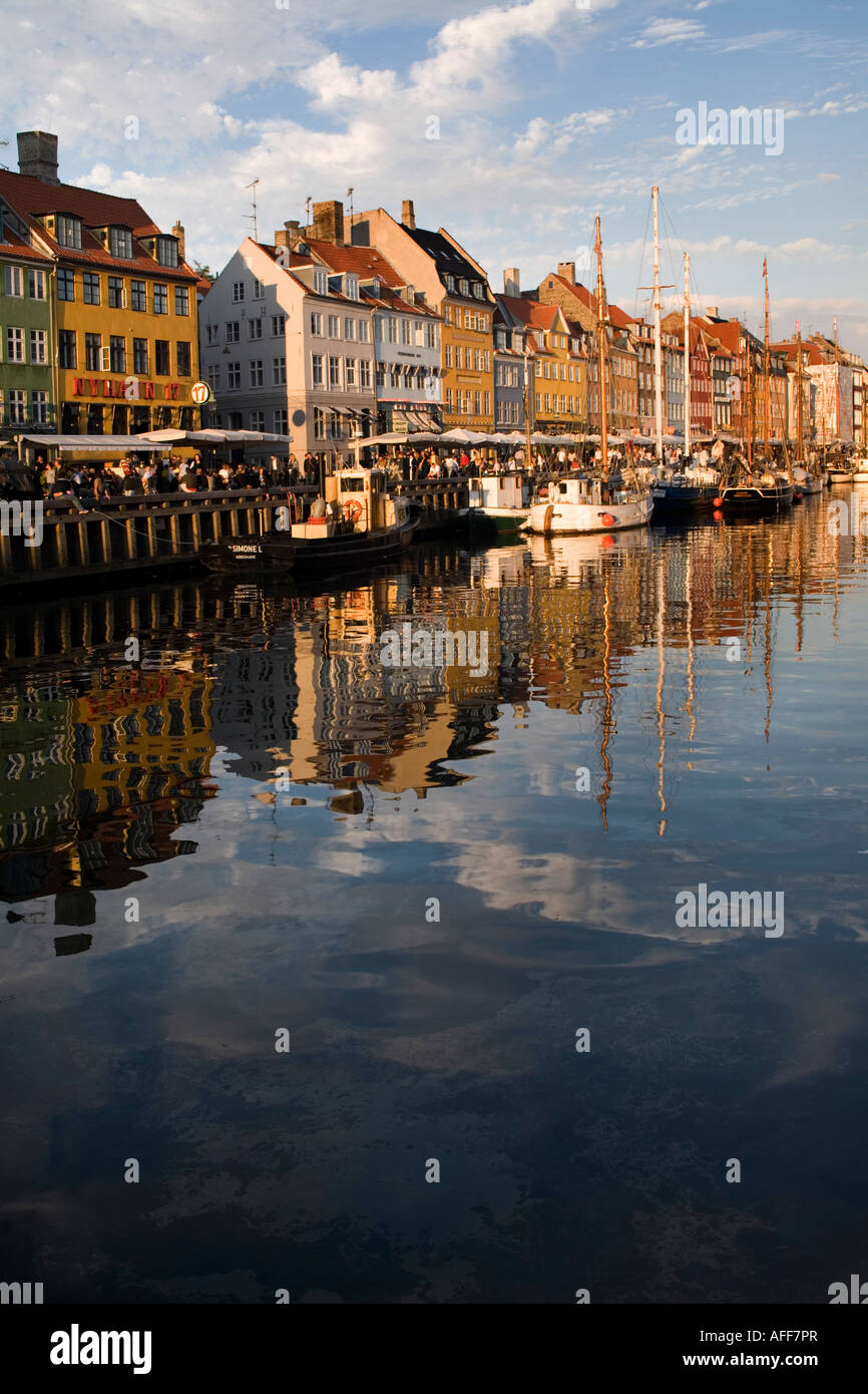 Nyhavn - waterfront with colorful houses and water reflections ...
