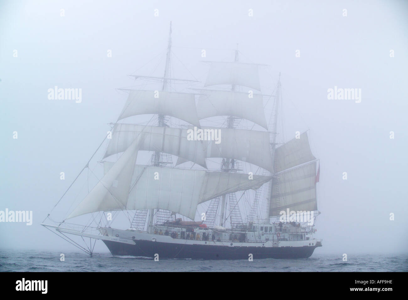 Tall ship race torquay the Lord Nelson made her way through the fog at ...
