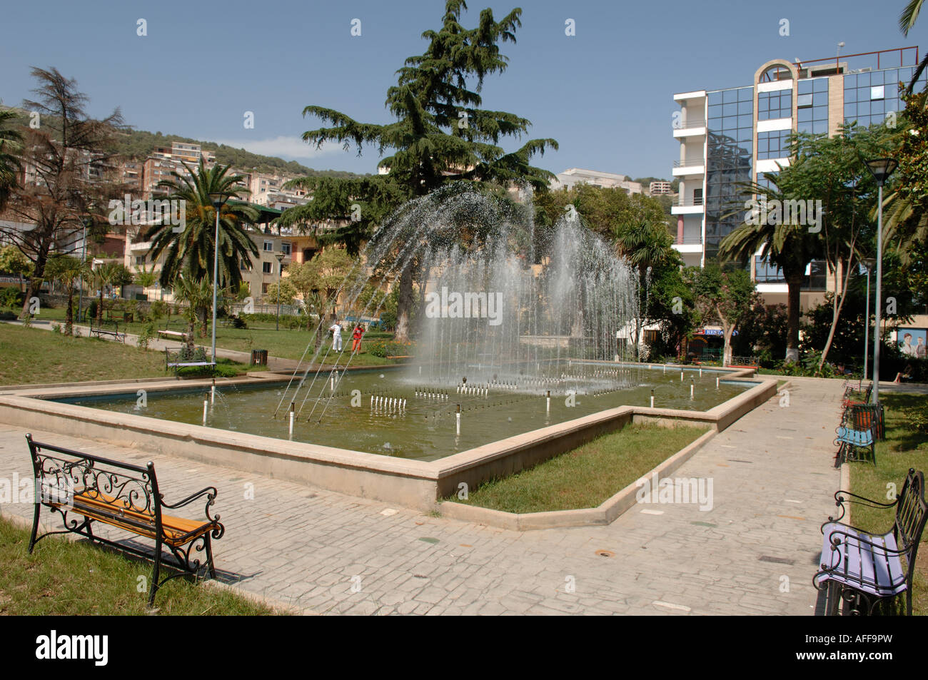 Central park in Saranda Albania with fountains Stock Photo - Alamy
