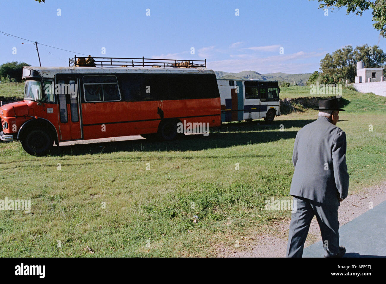 Old Man and Bus Stock Photo - Alamy