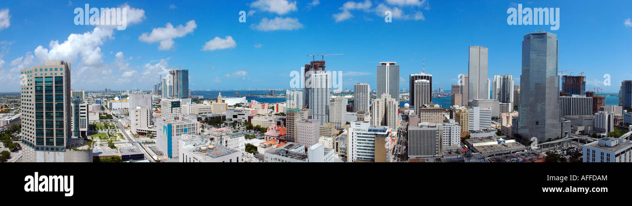 Downtown Miami - panoramic overview of downtown Miami on a sunny day ...