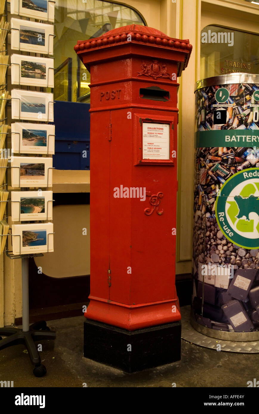 dh POSTBOX JERSEY Old Victorian Red caste iron Penfold hexagonal pillar ...