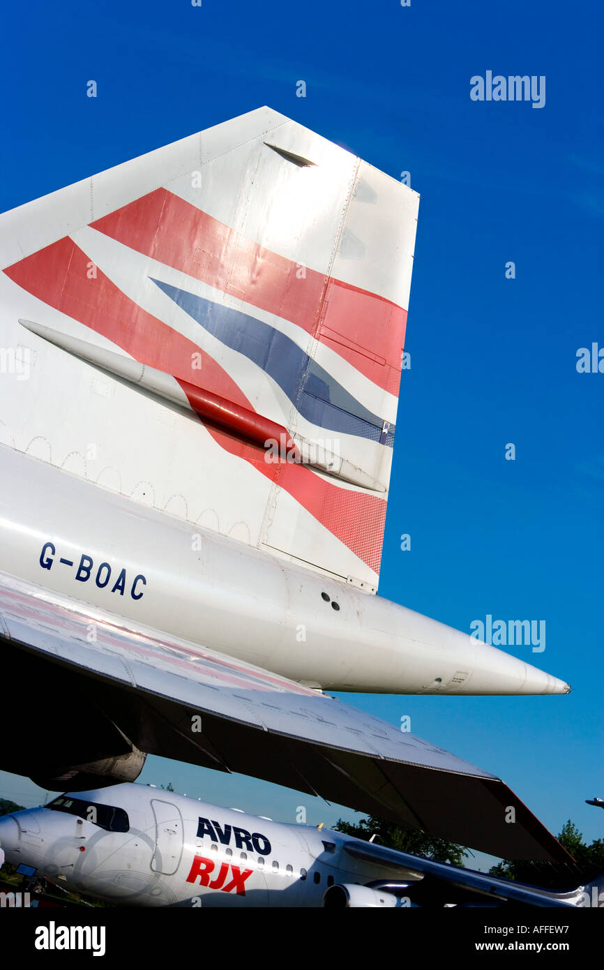 Concorde Tail in blue summers afternoon at MAN Manchester Airport Stock ...