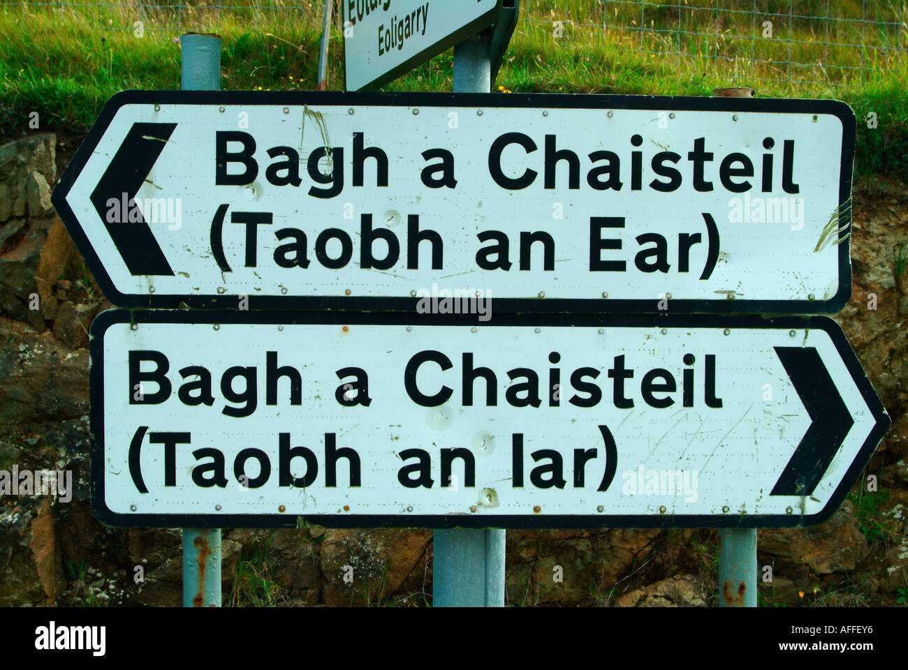 isle of barra road sign to castlebay via 2 coastal roads round island ...