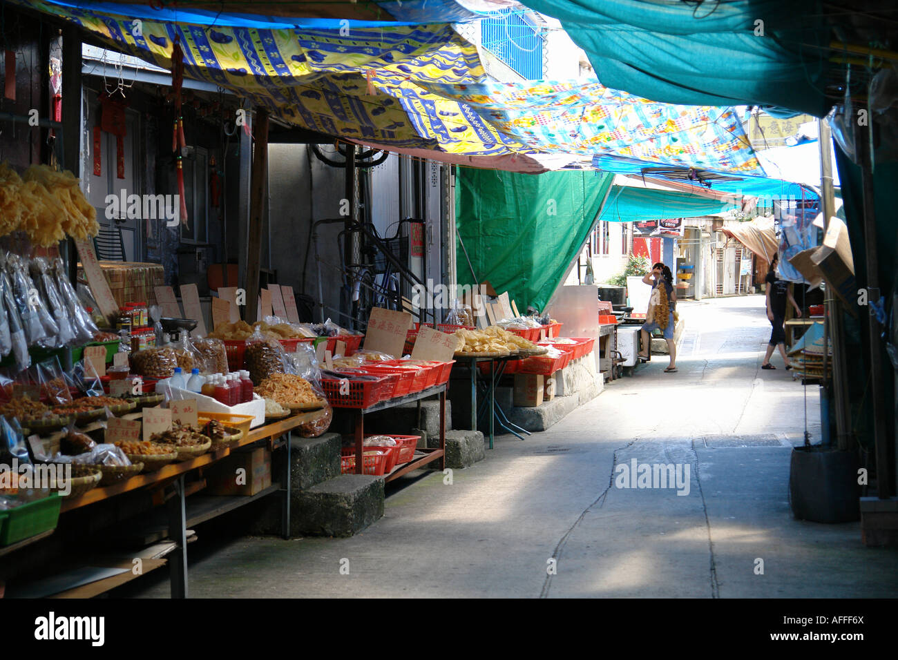 Dried fish vendors in Tai O fishing village in Lantau island Hong Kong ...