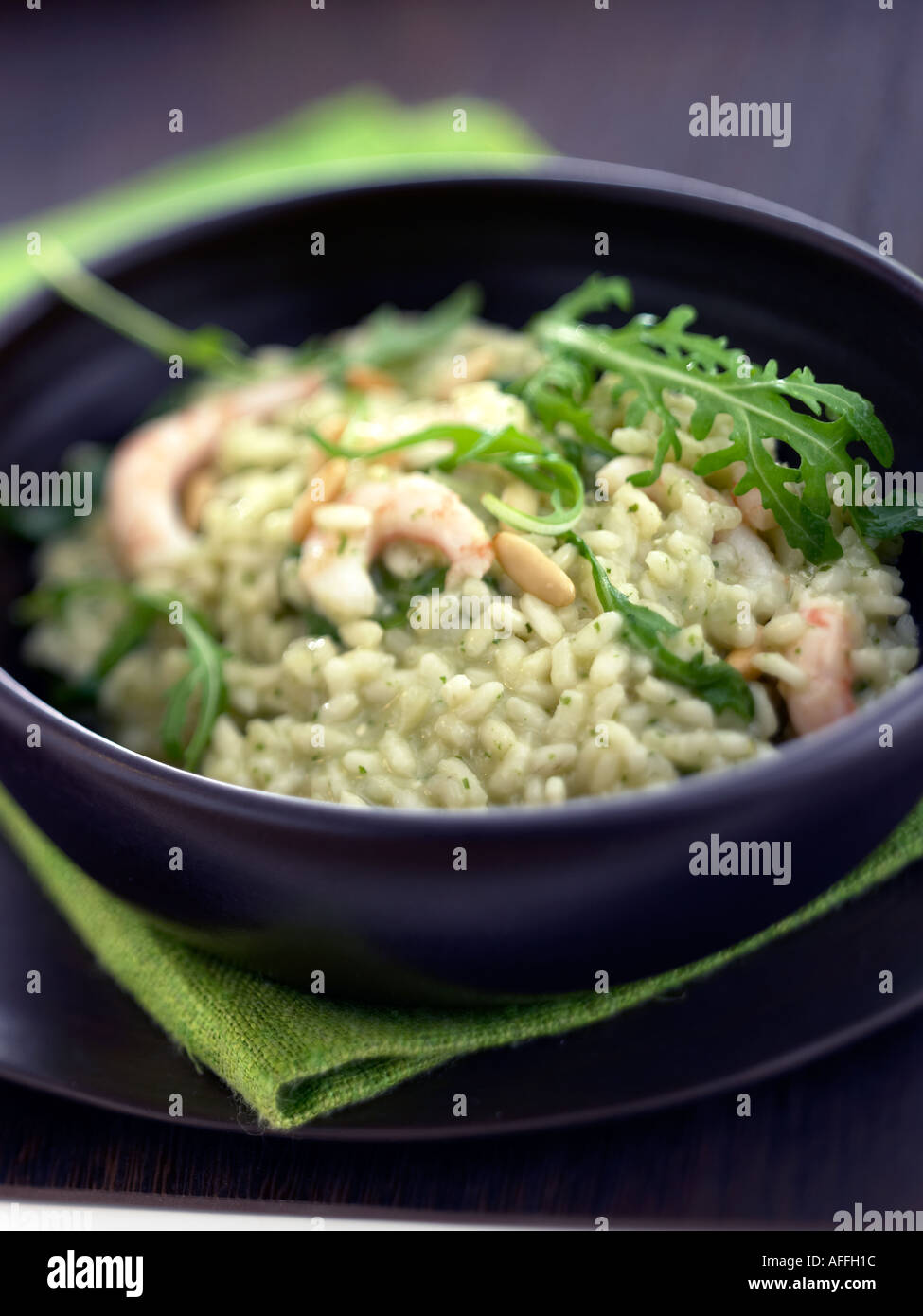 creamy prawn and rocket risotto Stock Photo - Alamy