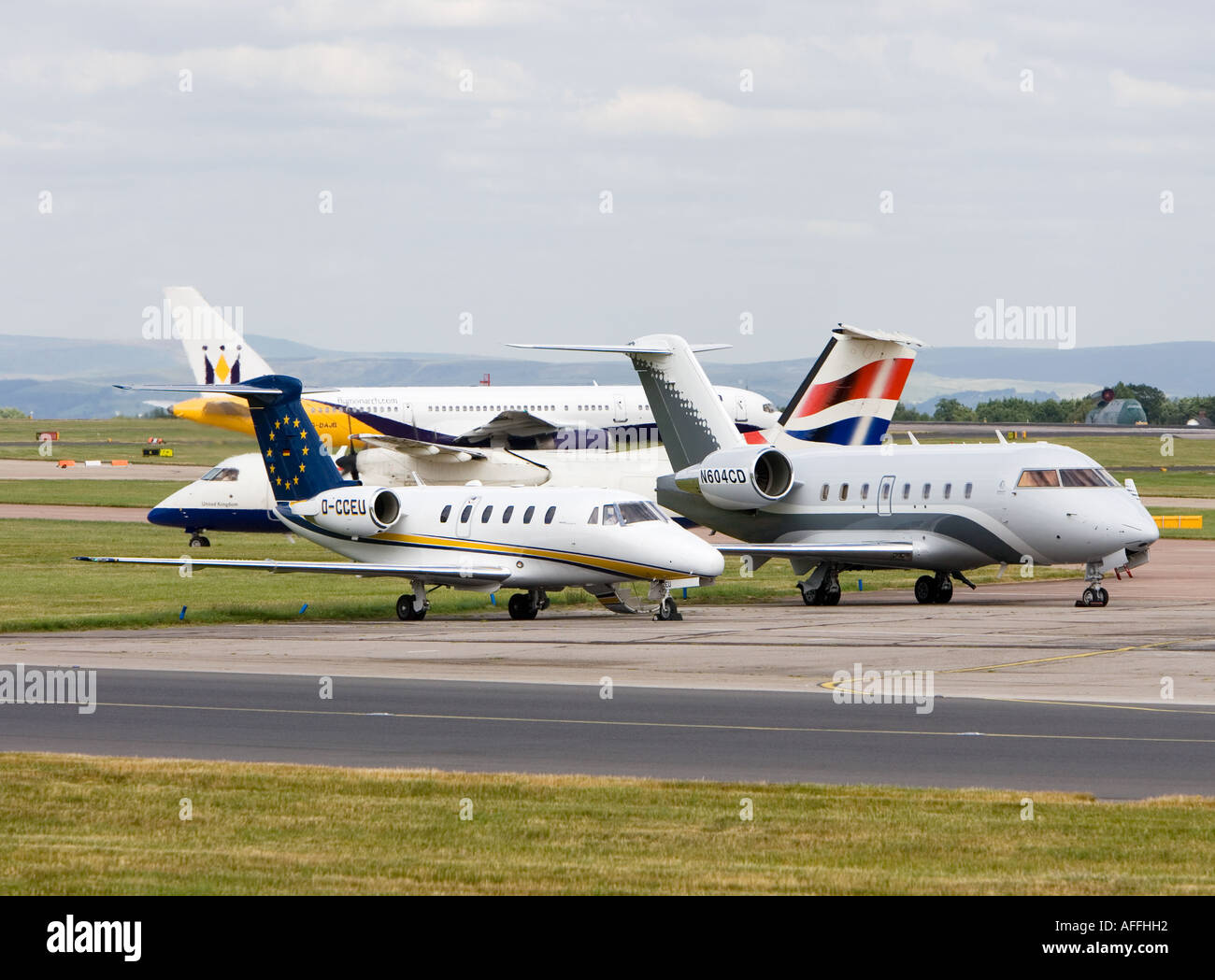 Business Jets at MAN Manchester Airport Stock Photo - Alamy