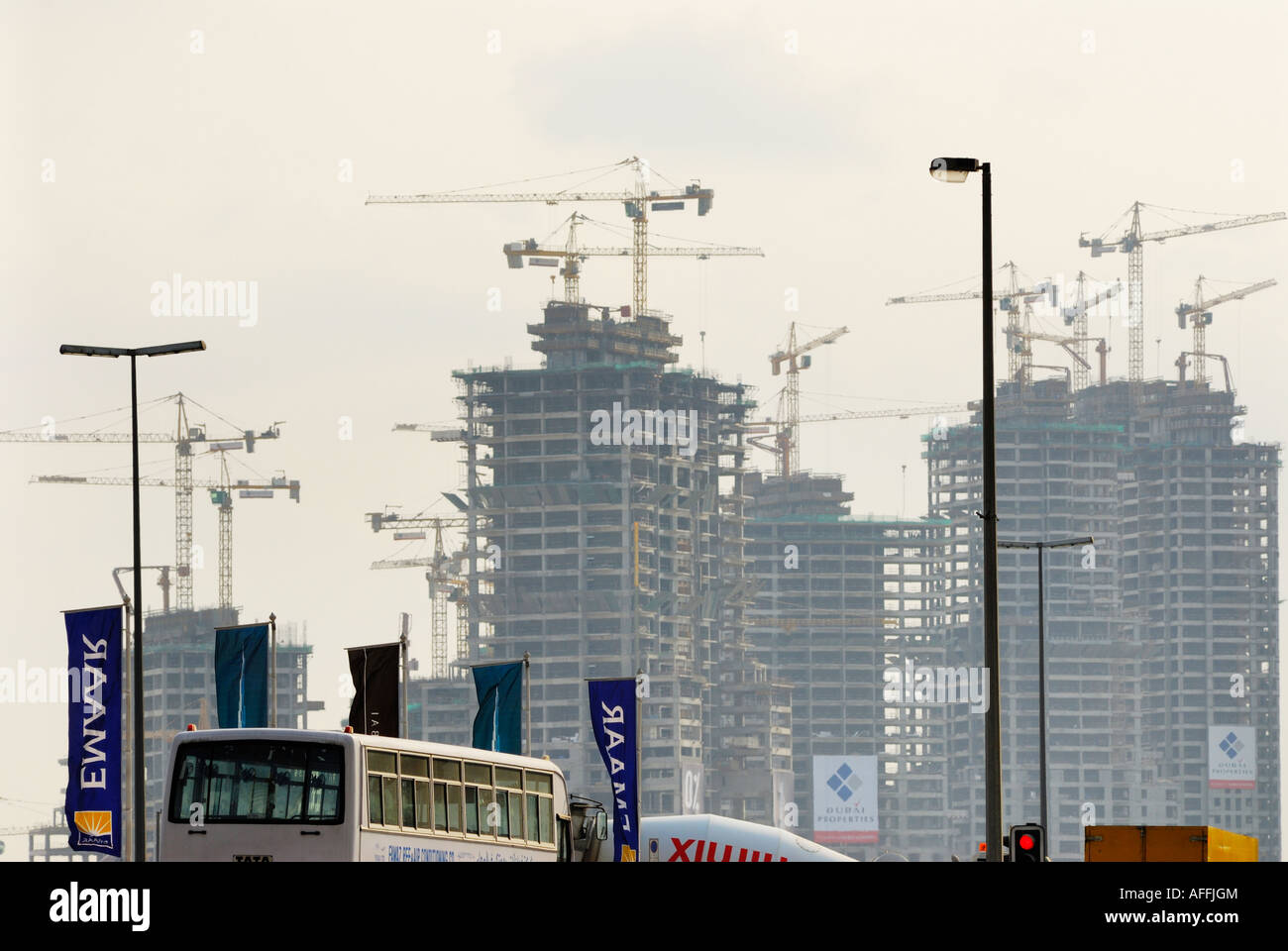 skyscrapers under construction on Sheikh Zayed Road, Dubai City, United ...