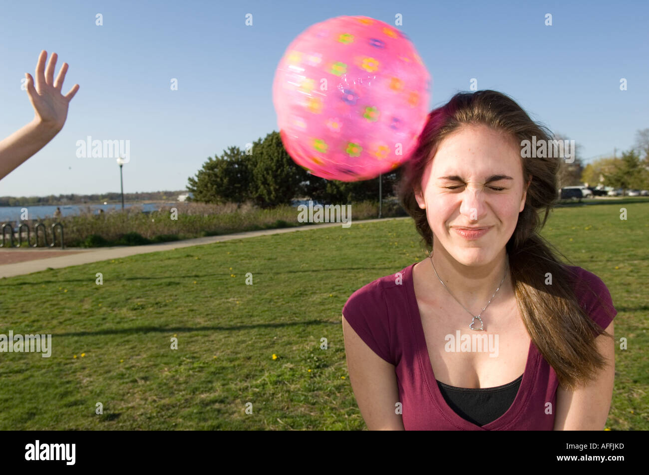 Girl and Ball Stock Photo - Alamy