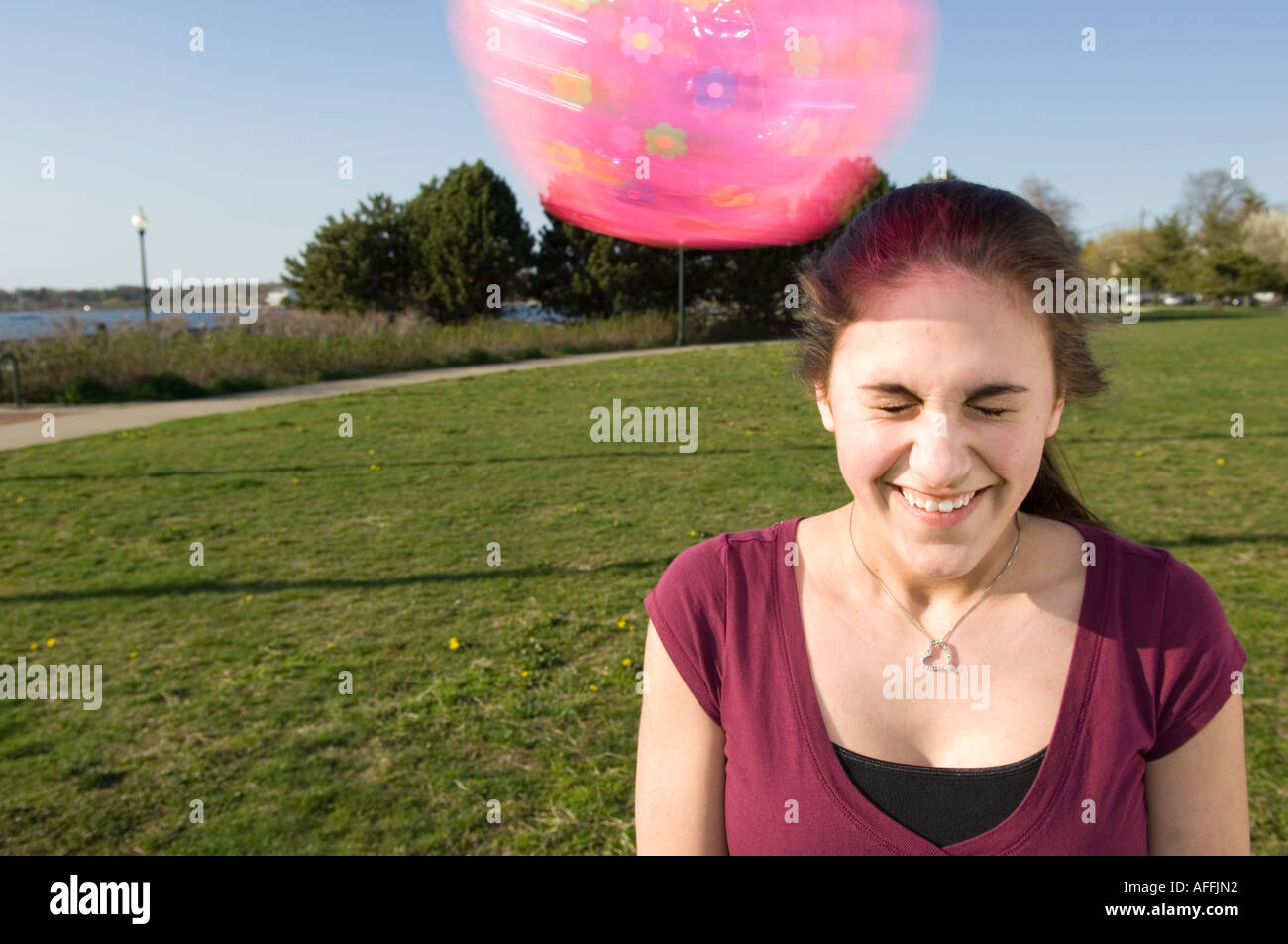 Girl and Ball Stock Photo - Alamy