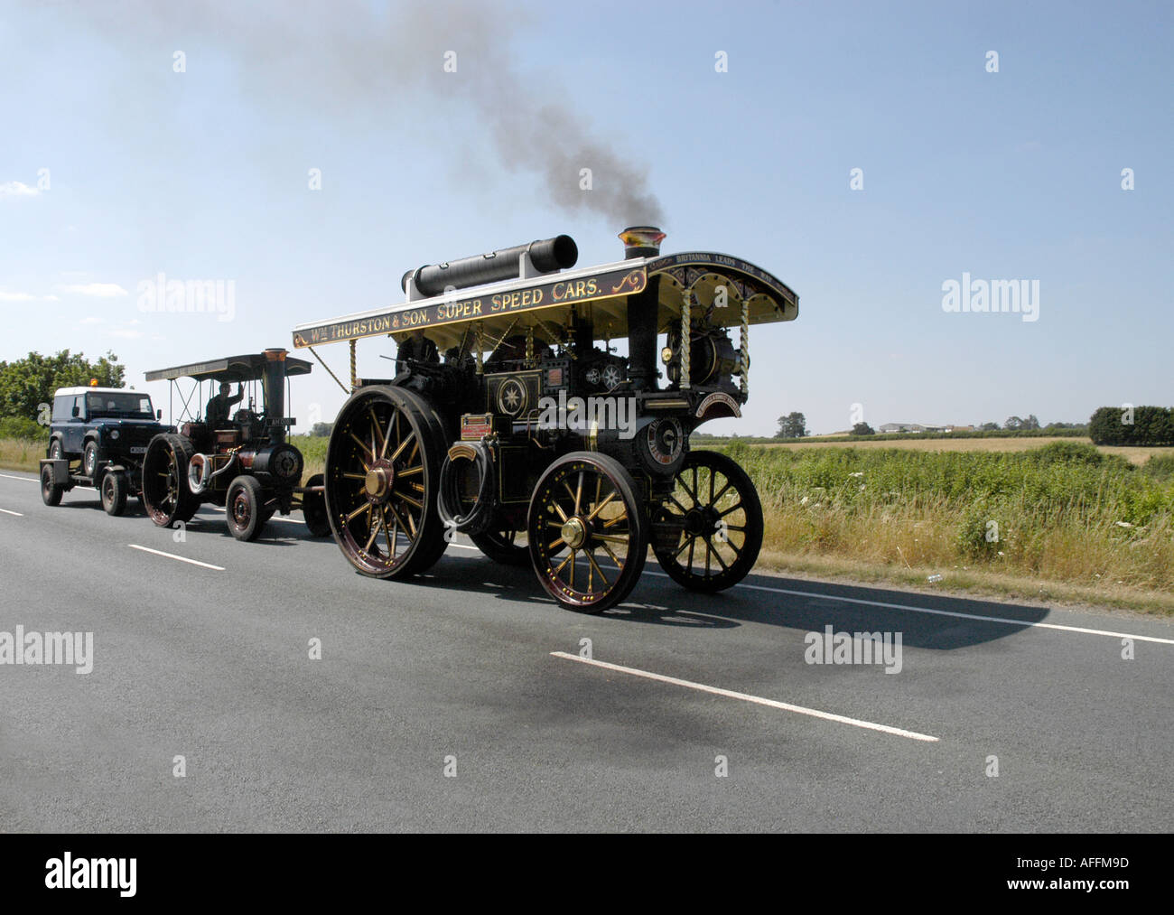 Steam engine on the open road Stock Photo - Alamy