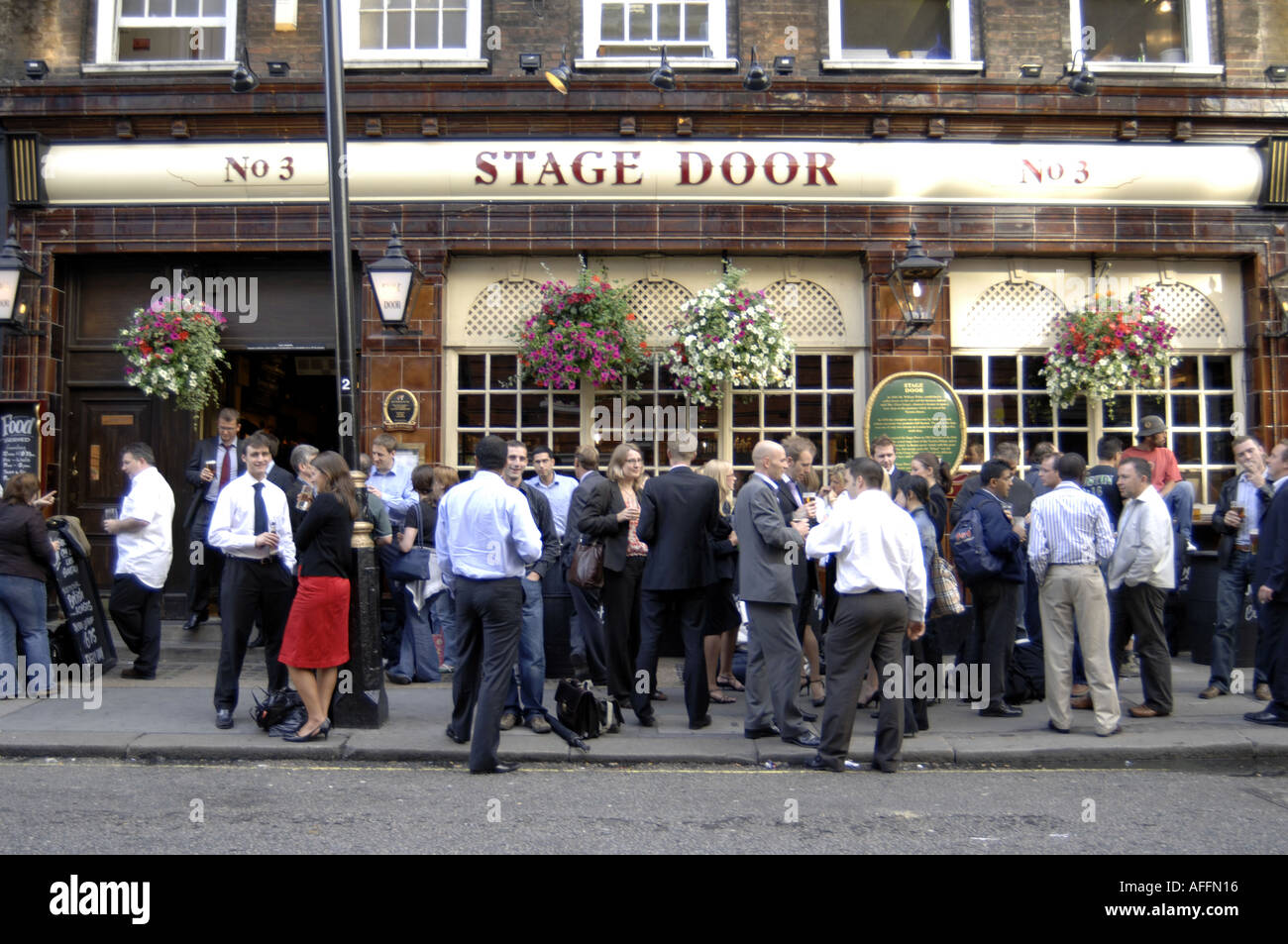 Outdoor drinking The Stage pub public house bar London Victoria UK ...