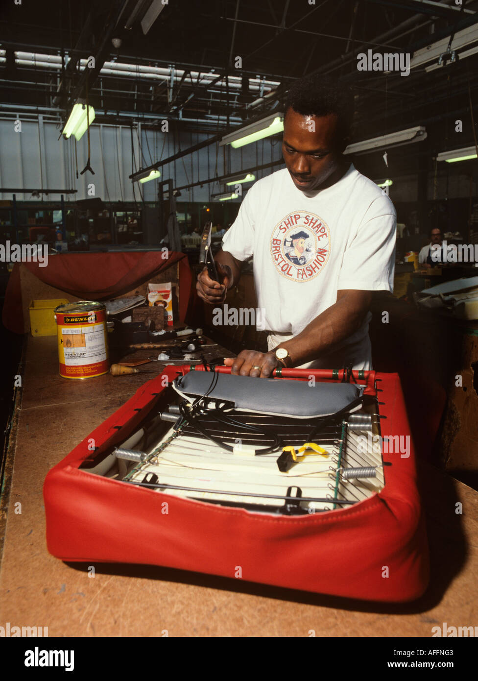 Car Making Crewe old Rolls Royce factory man making a seat Stock Photo ...