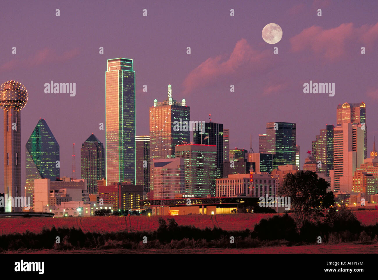 Texas skyline full moon hi-res stock photography and images - Alamy