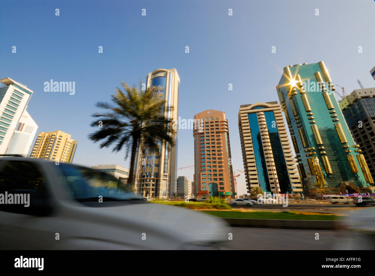 skyscrapers on Sheikh Zayed Road, Dubai City, United Arab Emirates ...