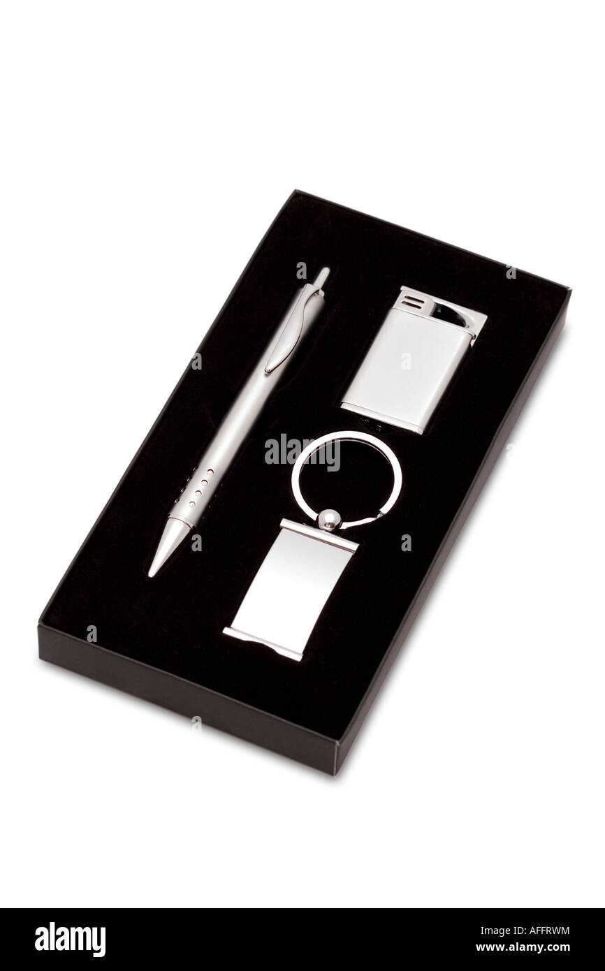 luxury silver gift set Stock Photo - Alamy