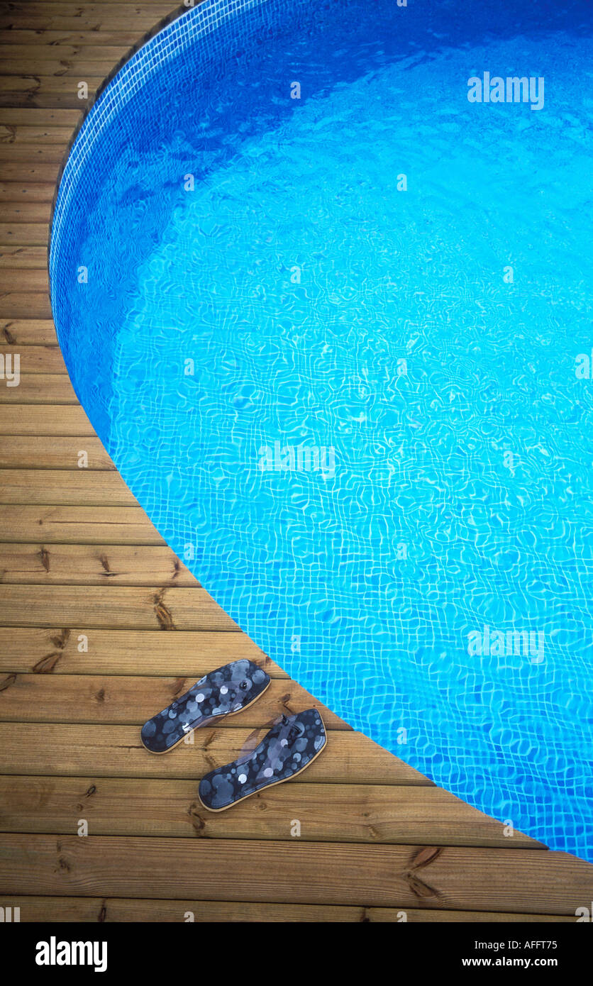 Flip Flops on Pool Side Stock Photo - Alamy