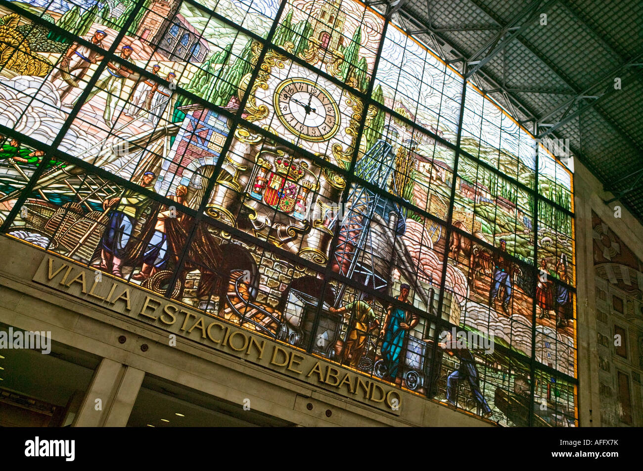 Newly restored stained glass window Abando railway station main ...