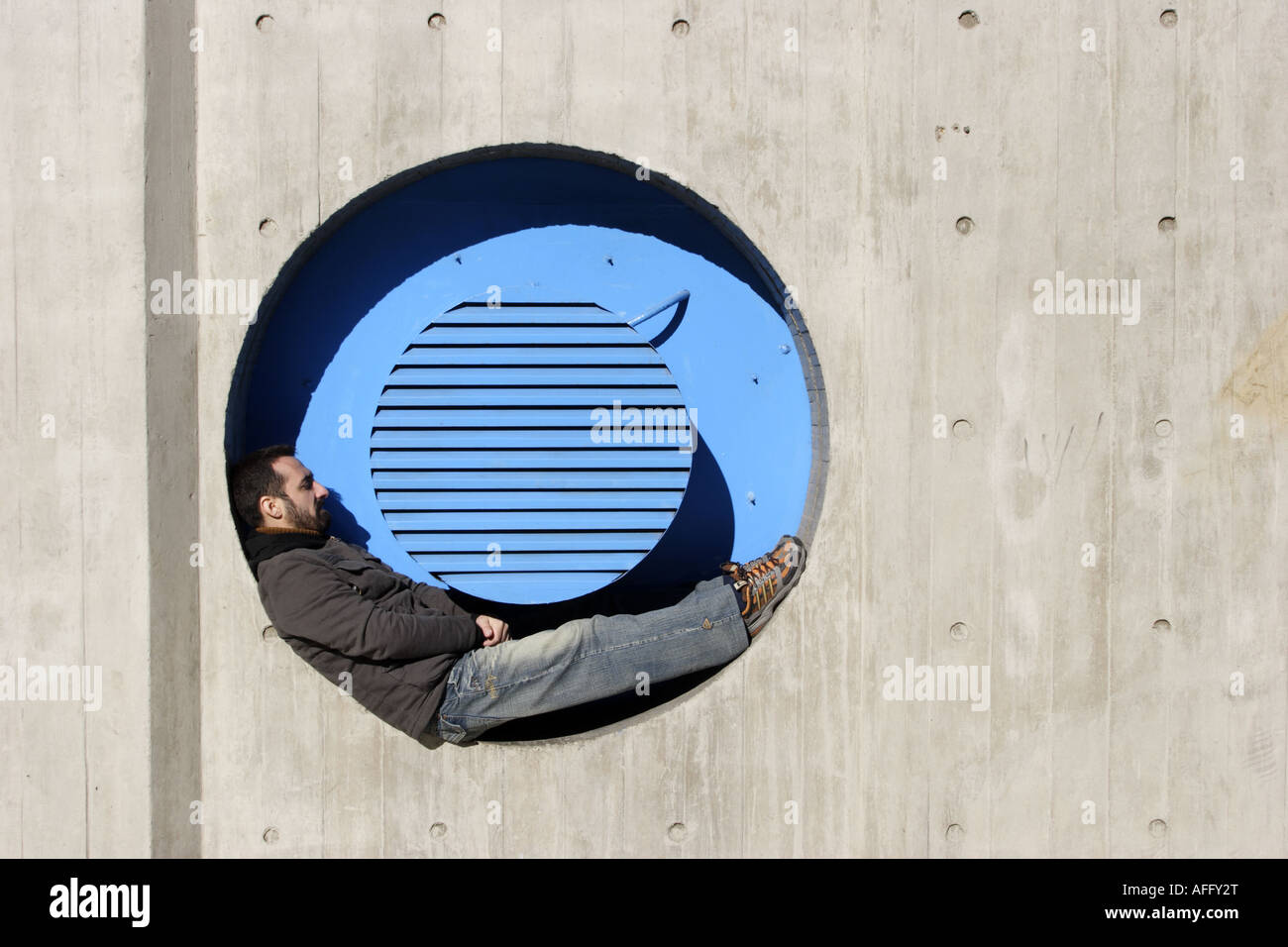 at the National Public Library: ventilation unit in the wall Stock ...