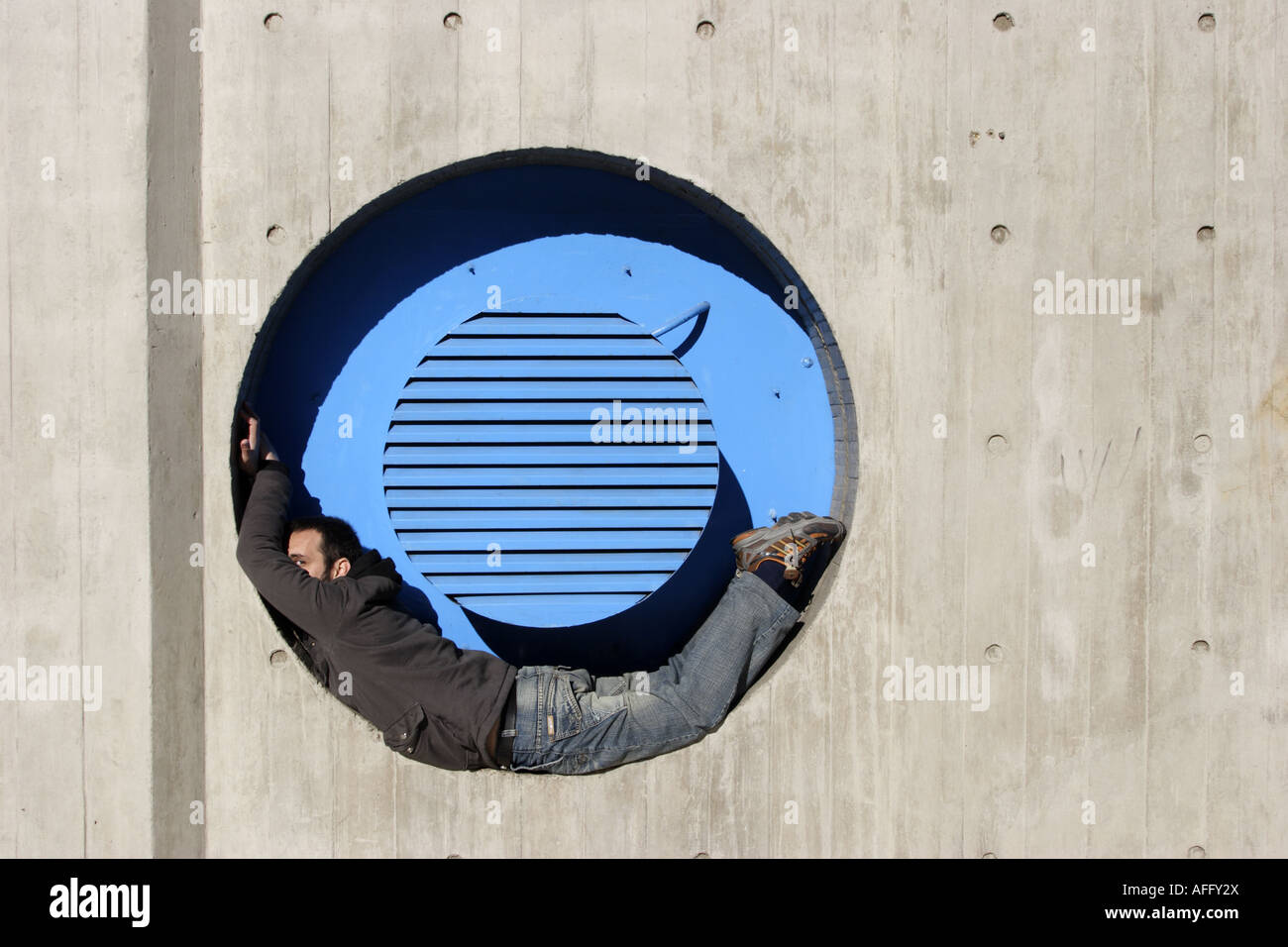 at the National Public Library: ventilation unit in the wall Stock ...